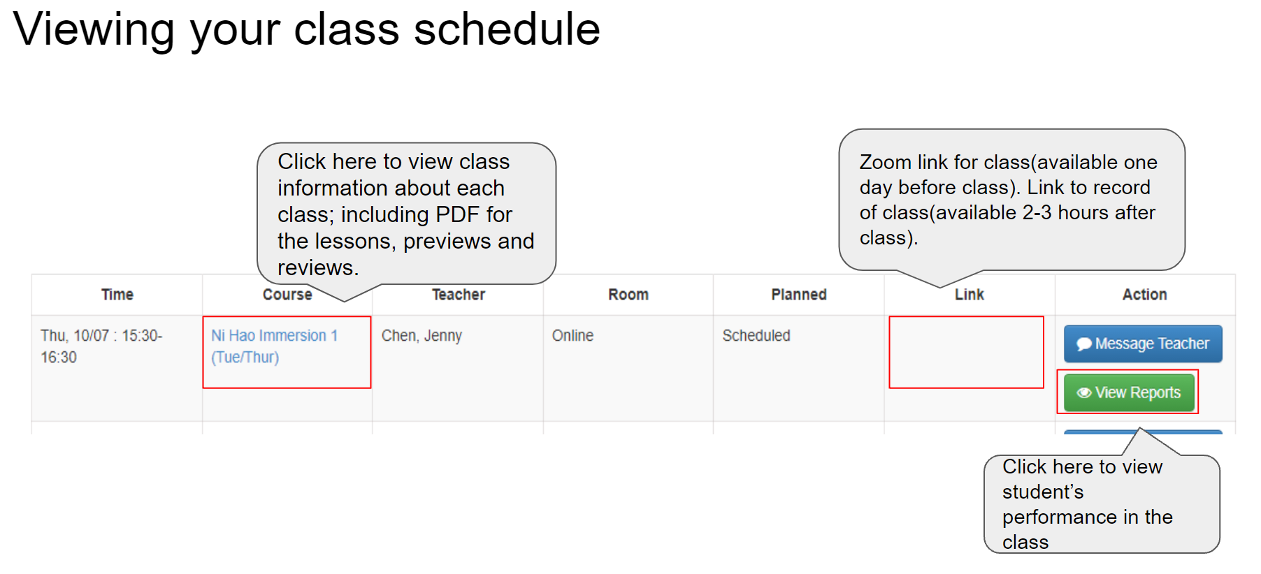 Viewing Your Class Schedule and Materials - English – Ni Hao Chinese